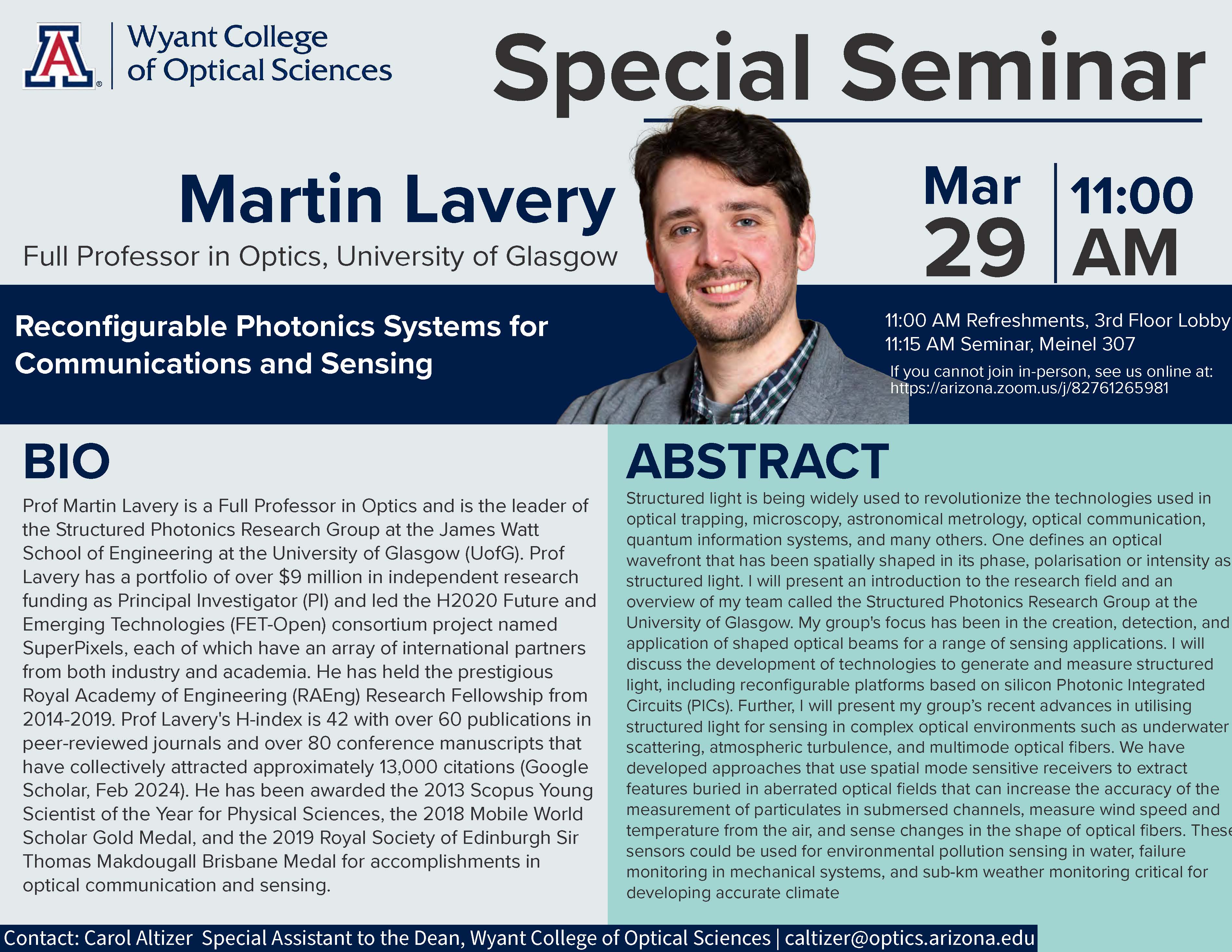 Special Seminar: Martin Lavery, "Reconﬁgurable Photonics Systems for ...