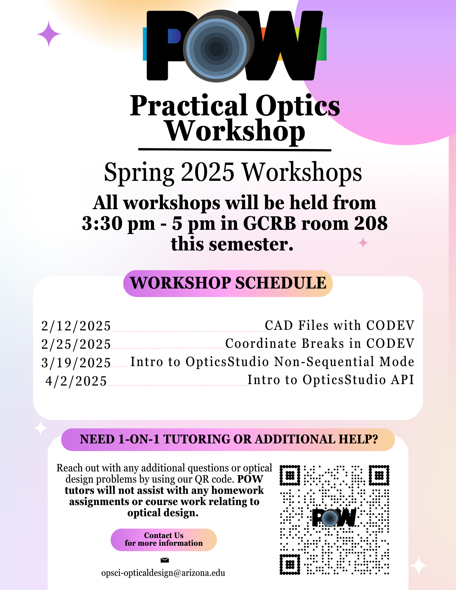 Practical Optics Workshop | Wyant College of Optical Sciences